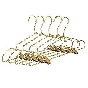 Koobay 12.5" Gold Metal Baby Clothes Clips Hanger Children Kids Coat Hanger Display and Storage 10Pack