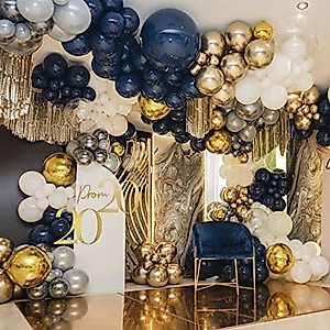 PartyWoo Black and Gold Balloon Garland Kit 100 pcs and 6 pcs Disco Silver Foil Balloons