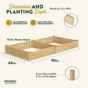 Greenes Fence Original Cedar Raised Garden Bed, 4' x 8' x 10.5" - Made in USA with North American Cedar