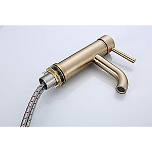 Derengge Single Lever Bathroom Faucet,Single Hole Bathroom Sink Faucet,Brushed Gold Lavatory Faucet,F-509-CS