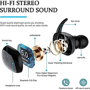 Wireless Earbud,Sports Bluetooth 5.3 Headphones,Bluetooth Earbud with Mic Deep Bass,in Ear Wireless Earphones Noise Cancelling Headphones,Ear Buds with Earhooks for iPhone/Samsung/iOS/Android
