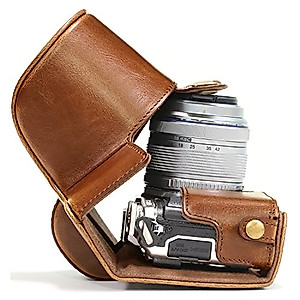 Megagear Olympus Pen E-Pl8 Ever Ready Leather Camera Case And Strap, With Battery Access - Light Brown - MG919