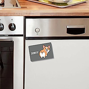 YouFangworkshop Funny Cute Animal Dog Butt Clean Dirty Dishwasher Magnet, Double Sided Strong Kitchen Flip Indicator, Green and Gray Reversible Dish Washer Sign