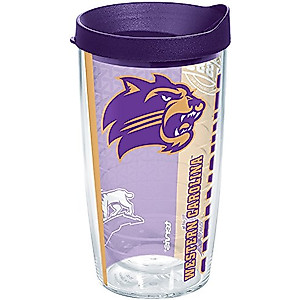 Tervis Western Carolina Catamounts College Pride Tumbler with Wrap and Royal Purple Lid 16oz, Clear