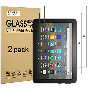 TANTEK [2-Pack Screen Protector for All-New Fire HD 8/HD 8 Plus/HD 8 Kids (10th gen, 2020 release),8-Inch,Tempered Glass Film,Ultra Clear,Anti Scratch,Bubble Free