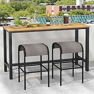 Tangkula Outdoor Bar Stools Set of 4, 30" Bar Height Bistro Stools with Breathable Fabric Seat & Heavy-Duty Metal Frame, Backless Bar Chairs with Curved Seats for Patio, Poolside, Backyard (4, Coffee)