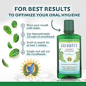 Auromere Ayurvedic Mouthwash - Vegan, Fluoride Free, Alcohol Free, Natural, Non GMO (16 fl oz), 1 Pack