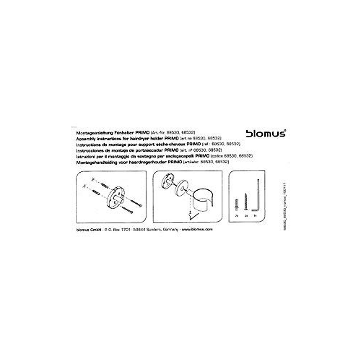 Blomus Hair Dryer Holder, Polished