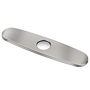 KWODE 10 Inch Single Hole Cover Deck Plate, Escutcheon Plate Stainless Steel Kitchen Sink Faucet Cover Plate for 1 or 3 Hole Bathroom Vanity Sink Faucet, Covering Unused Mounting Holes