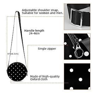 White Black Polka Dot Crossbody Bag for Women Teen Girls Round Canvas Shoulder Bag Purse Tote Handbag Bag