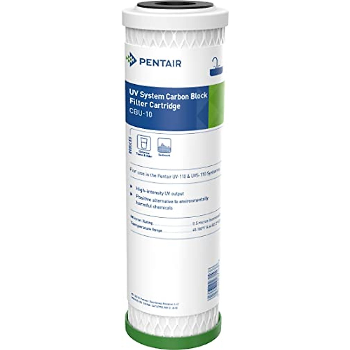 Pentek - 155271-43 CBU-10 Carbon Block Filter Cartridge for UV Systems 9-1/2" x 2-3/4", 0.5 Micron