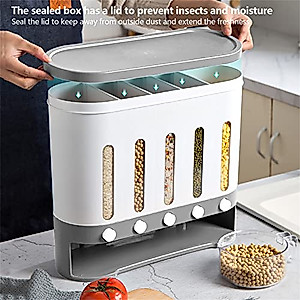 Grain Dispenser Cereal Dispenser Rice Grain Dry Food Container Storage Wall Mounted Case Kitchen Rice Bucket Storage Rice, Beans, Grains,Dry Food