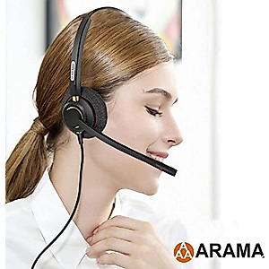 Arama Phone Headset with Microphone Noise Cancelling, Office Telephone RJ9 Headsets Compatible with Yealink T46G T48G T42S T46S T48S T42U T43U T54W T57W T58W VP59 Grandstream Aastra