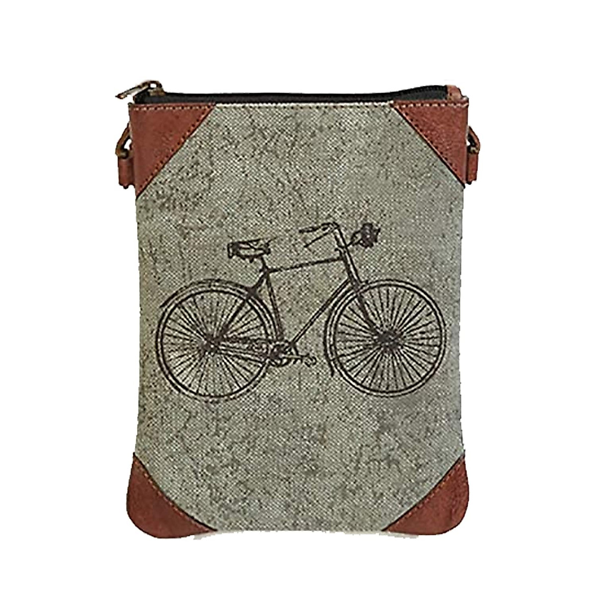 Mona B Canvas Handbag for Women | Zipper Bag | Crossbody Bag | Stylish Vintage Recycled Upcyled Bags Women (Brown-Cruiser)