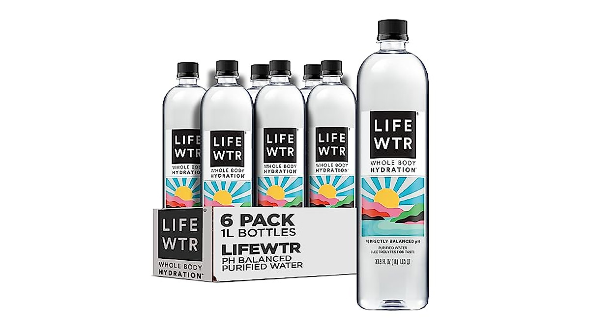 LIFEWTR Premium Purified Water - 1L Bottles (6 Pack) for Refreshing Taste