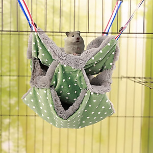 neolun Rat Ferret Cage Hammock Bedding Small Pet Cage Accessories Toy Triple-Layer Hammock Bedding for Hamster Guinea Pig Rat Ferret Chinchilla Playing Sleeping(Green)