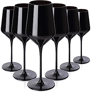 Physkoa Colored Wine Glasses Set of 6-14oz Stylish Colorful Wine Glasses With Tall Long Stem and Flat Bottom,Colored Wine Stemware in Assorted Colors