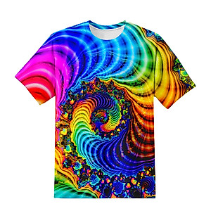 YAJOOEY Colorful 3D Tshirt for Boys Girls Tie Dye Print Cool Tee Shirts for Kids 8-10 Years