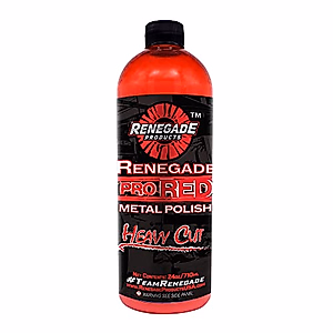 Renegade Products USA Pro Red Liquid Metal Polish - Heavy Cut Aluminum Metal Polish High Luster on Rims, Wheels, Tanks, Bumpers, Chrome, Stainless Steel, Metal, Car Scratch Remover 24 Oz Bottle