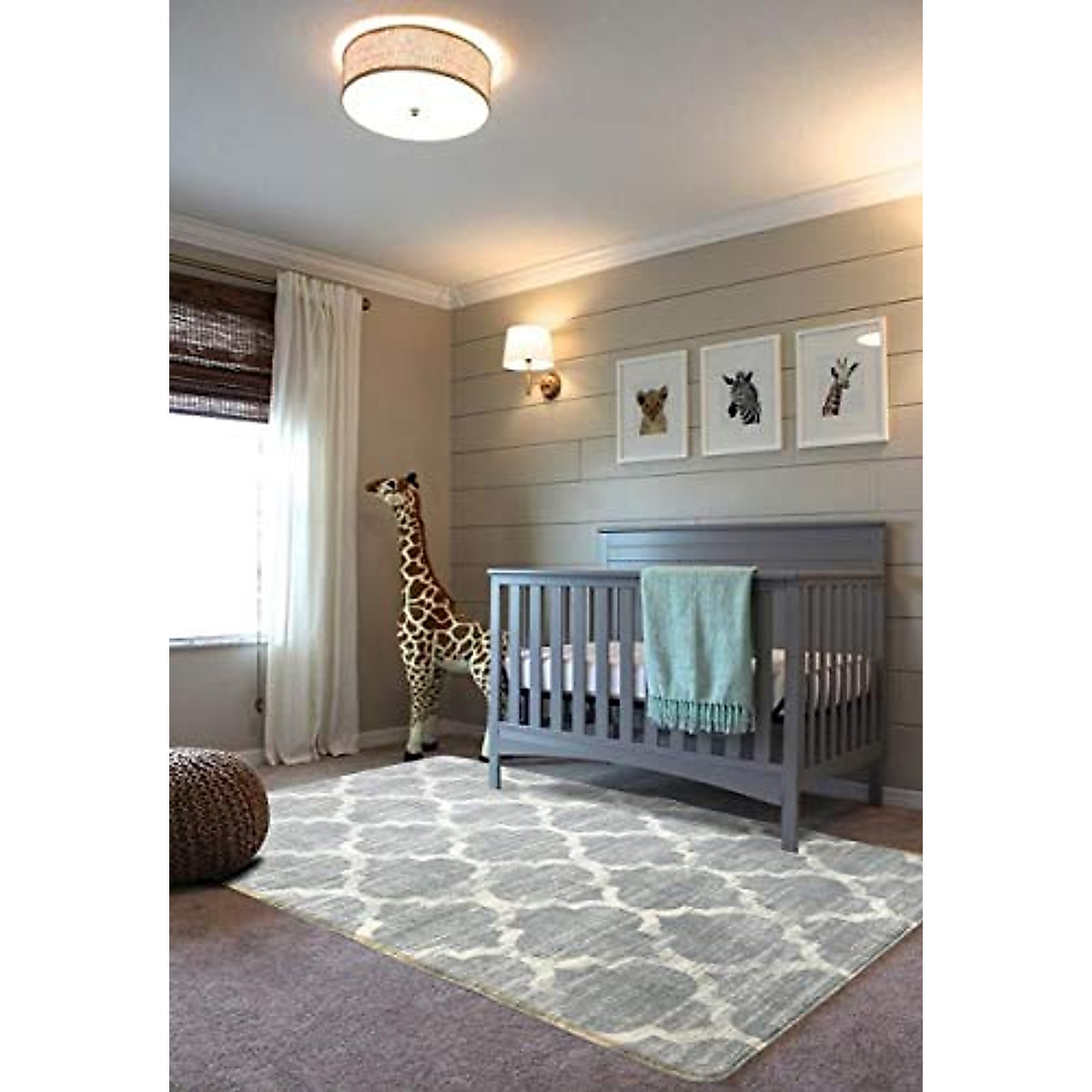 Lahome Moroccan Bedroom Rug - 3’x5’Area Rug Throw Washable Rugs Small Non-Slip Rug Accent Distressed Floor Carpet Rug for Door Mat Entryway Living Room Kitchen Laundry Room Rug Decor (3’ X 5’, Gray)