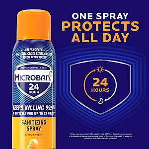 MICROBAN 24 Hour Disinfectant Sanitizing Spray, Citrus Scent, 15oz