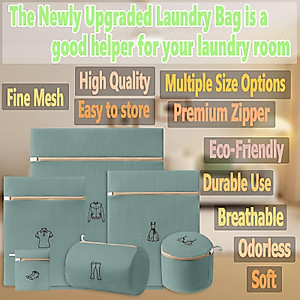 Mesh Laundry Bags, Reusable Clothing Washing Bags,Upgrade durable double layer thickened, Wash Bags for Washing Machine for Tops,Skirts, Trousers, Socks, Underwear, Bra (Green)