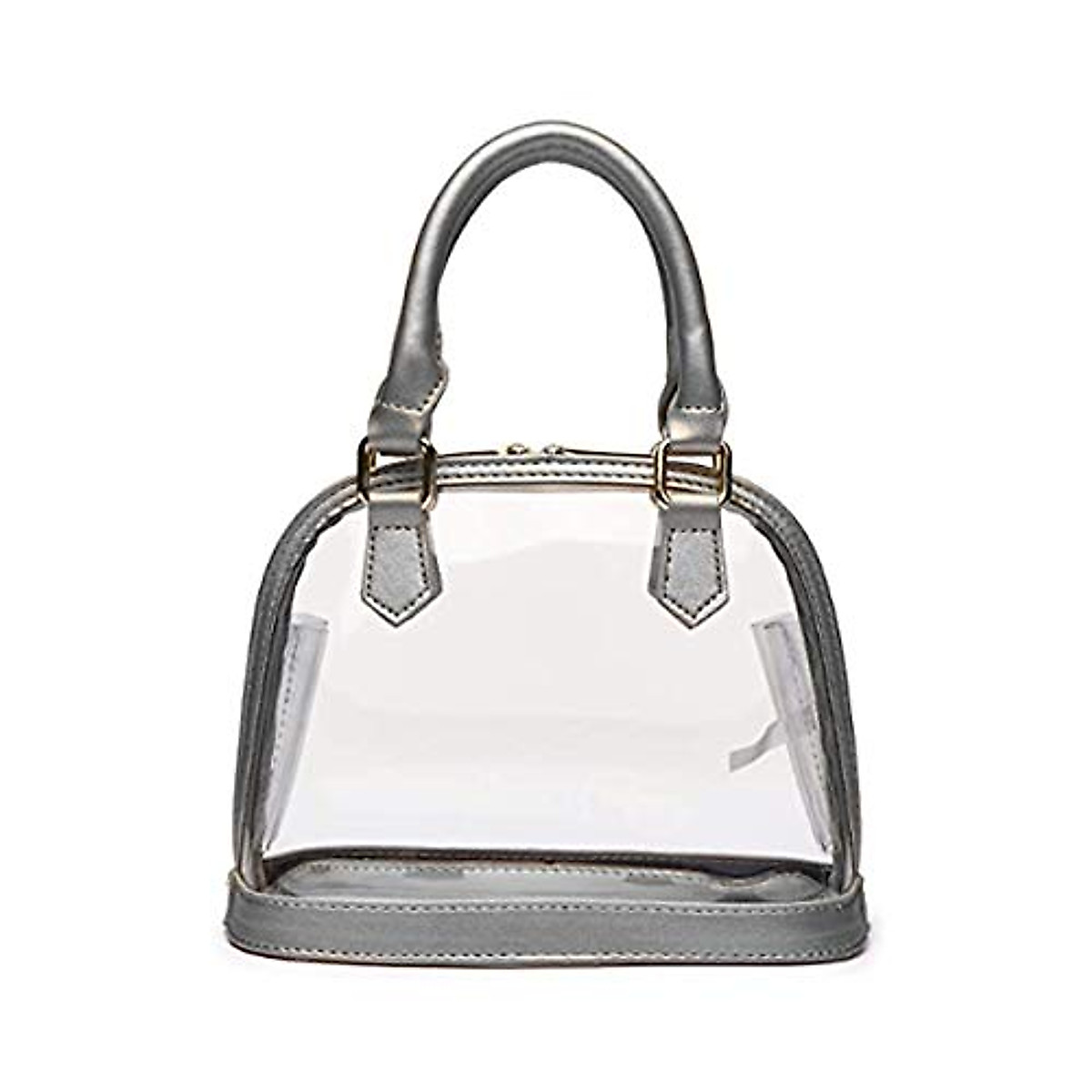 Rullar Women Clear Jelly Top Handle Shoulder Crossbody Bag PVC Handbag Purse Totes Satchel Sliver