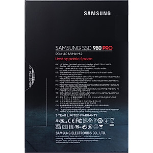 Samsung 980 PRO 2TB PCIe SSD - 7,000 MB/s 4.0 x 4 M.2 NVMe Gen4 Internal Gaming Solid State Drive with V-NAND Technology for Laptops Desktops and Crypto Chia Mining - MZ-V8P2T0B/AM