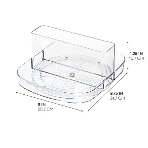 iDesign Linus Plastic Lazy Susan Napkin and Condiments Turntable Holder for Kitchen Countertops and Dining Tables, Clear