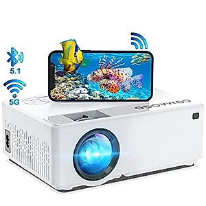 WiFi Projector with Bluetooth 5.1, COMAOGO Mini Projector 9500 Lumens 1080P 220” 5G Mirroring Movie Portable HD Projectors for TV, PC, HDMI, USB, VGA, iOS/Android