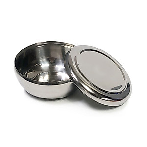 Stainless Steel Korean Kitchen Restaurant Dinner Soup Rice Bowl & Cover 2 Sets