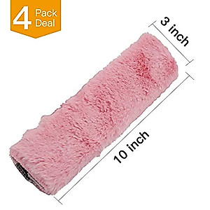 4Pack Seat Belt Covers for Adults and Kids,Car Seatbelt Shoulder Pads,Pregnancy Seat Belt Cover,Super Soft Fur Protect Neck and Shoulder for Kids,Adults Car Seats Accessories (Pink)