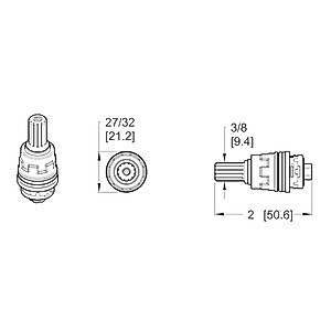 Pfister 9100310 1/4" Turn Hot Side Plastic Stem Bathroom Faucet Ceramic Disc Cartridge Replacement Part, Multicolor