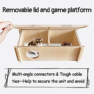 Wooden Multi-Chamber Hamster Maze Small Animal Hideout Playground Mouse Tunnel Exploring Toys for Gerbils Dwarf Hamsters and Other Small Rodents