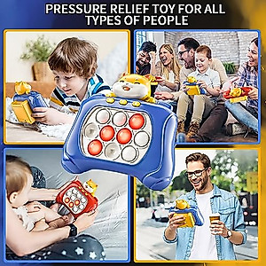 TEMI Handheld Bubble Game for Kids 6-12, Squeeze Sensory Push Bubble Stress Light Up Toy, Birthday Gifts for 6 7 8 9 10 11 12 Year Old Girls & Boys & Teens