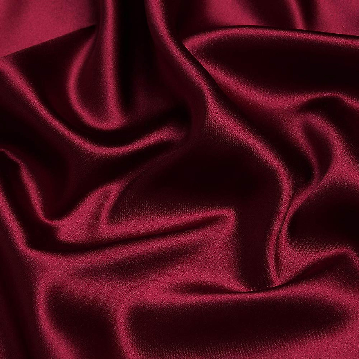 100% Pure Silk Fabric Wine Red Charmeuse Fabrics by The Pre-Cut 1 Yard for Sewing Apparel Width 44 inch