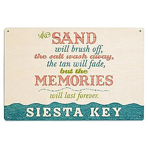 Lantern Press 6x9 Inch Wood Sign, Ready to Hang Wall Decor, Siesta Key, Florida, Beach Memories Last Forever