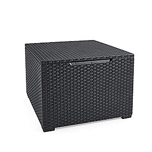 Keter Emma Corfu Coffee Storage Table Modern All Weather Outdoor Patio Garden Backyard Furniture, Grey