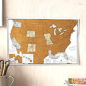 Maps International Scratch Off Map of The World Poster + USA Scratch Print - 17(h) x 22(w) inches, Scratch USA Map - 11(h) x 17(w) inches