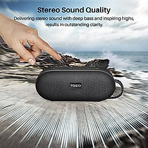 TOZO PA1 Bluetooth Speakers with 20W Stereo Sound, 25H Playtime, IPX7 Waterproof Portable Wireless Speakers with EQ Mode APP Control, Dual Pairing Two Speakers for Home, Outdoor Travel, Black