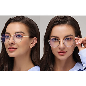 Blue Light Blocking Glasses Women Vintage Metal Round Rim Frame Retro Eyeglasses Women Men