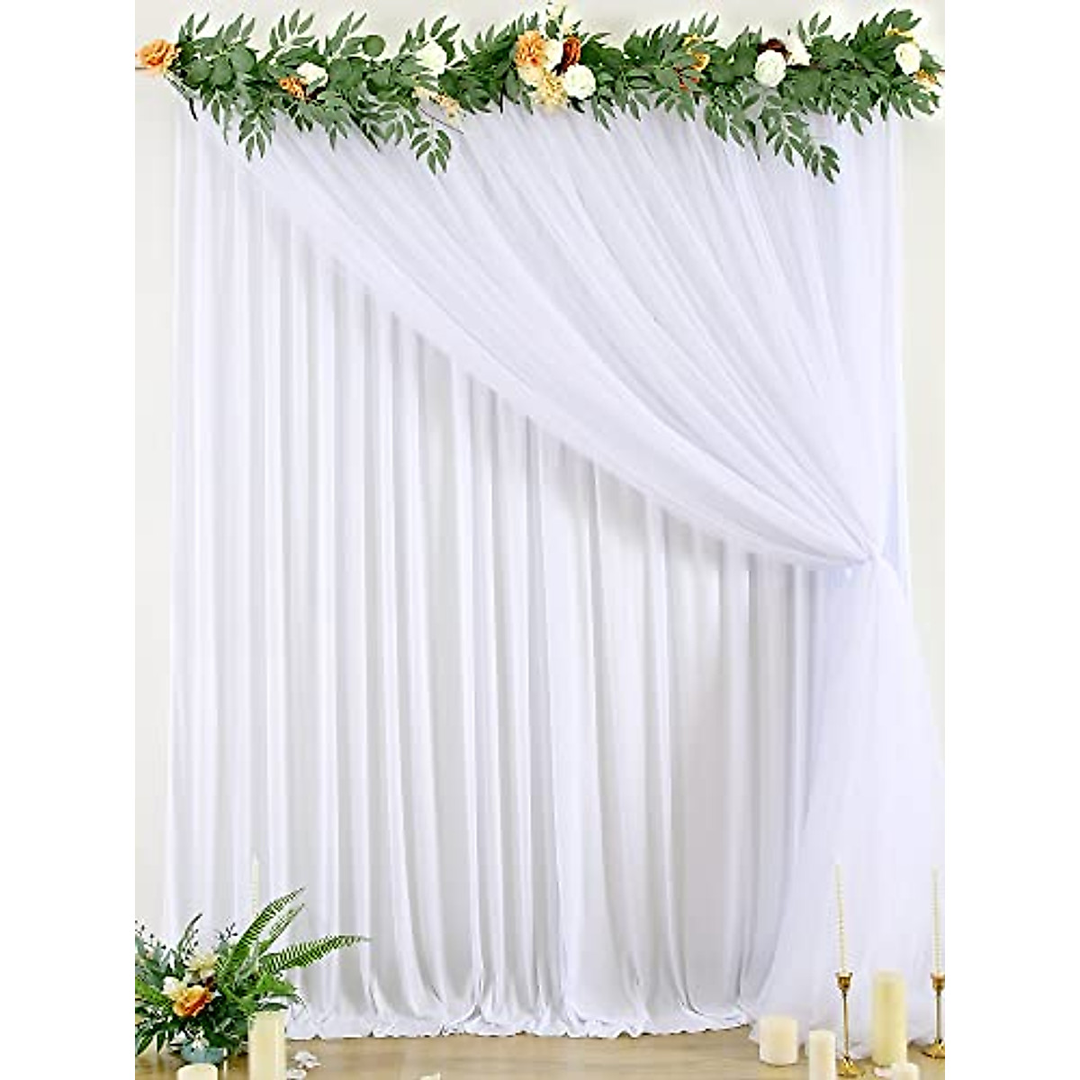 White Tulle Backdrop Curtains for Baby Shower Party Wedding Photo Drape Sheer Backdrop for Birthday Bridal Shower Photography Props 5 ft X 10 ft