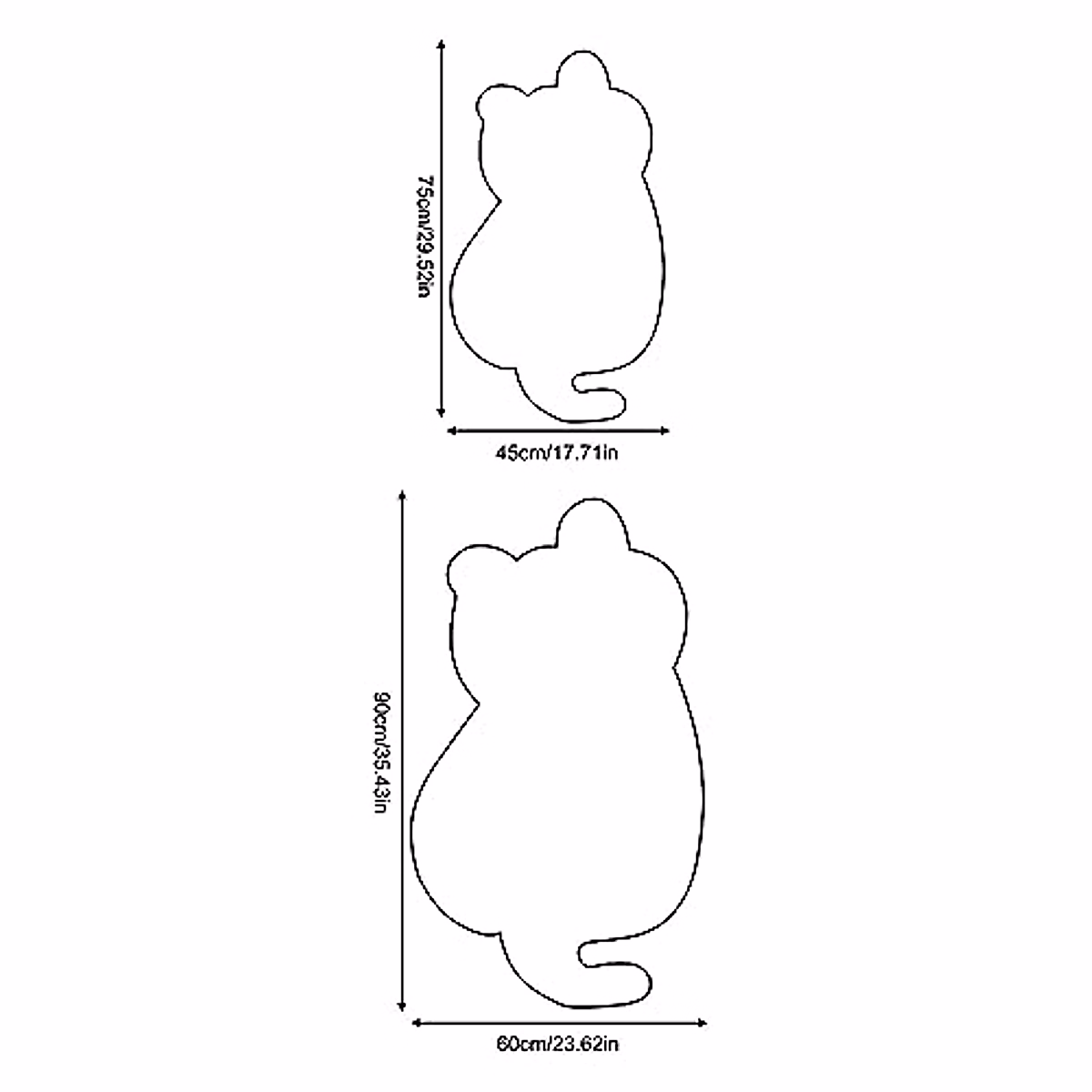 QWINEE Cute Cat Animal Shape Plush Rugs Cat Bed Mat Non Slip Soft Bath Carpet Thick Bath Mats for Pet Bed Mat Living Room Kitchen Black 18"*30"