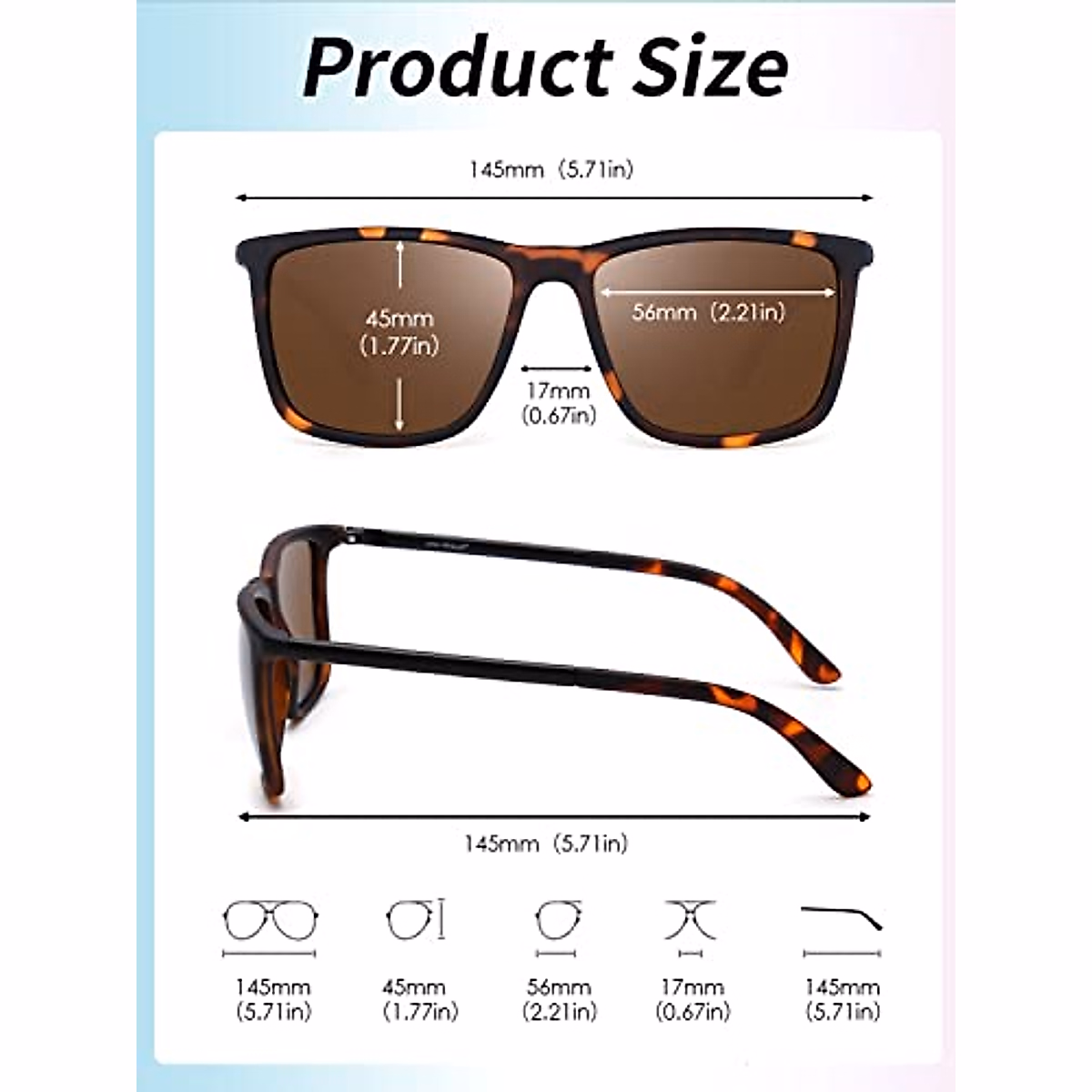 JIM HALO Polarized Driving Sunglasses Retro Square UV protection Classic Sun Glasses Men (Tortoise/Polarized Brown)