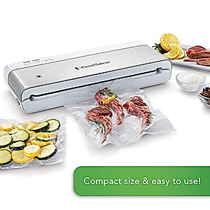FoodSaver Compact Vacuum Sealer Machine with Sealer Bags and Roll for Airtight Food Storage and Sous Vide, White