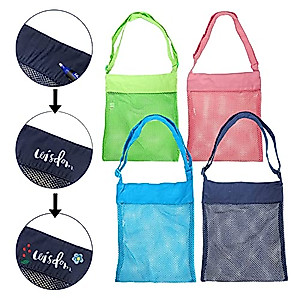 Rimobul Sand Away Beach Treasures Seashell Pocket Mesh Bags - Set of 4(Large)