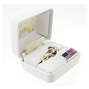 10k Yellow Gold, Marquise Mystic Fire Topaz Wrap Ring, 12k Rose and Green Gold Black Hills Gold, Size 9
