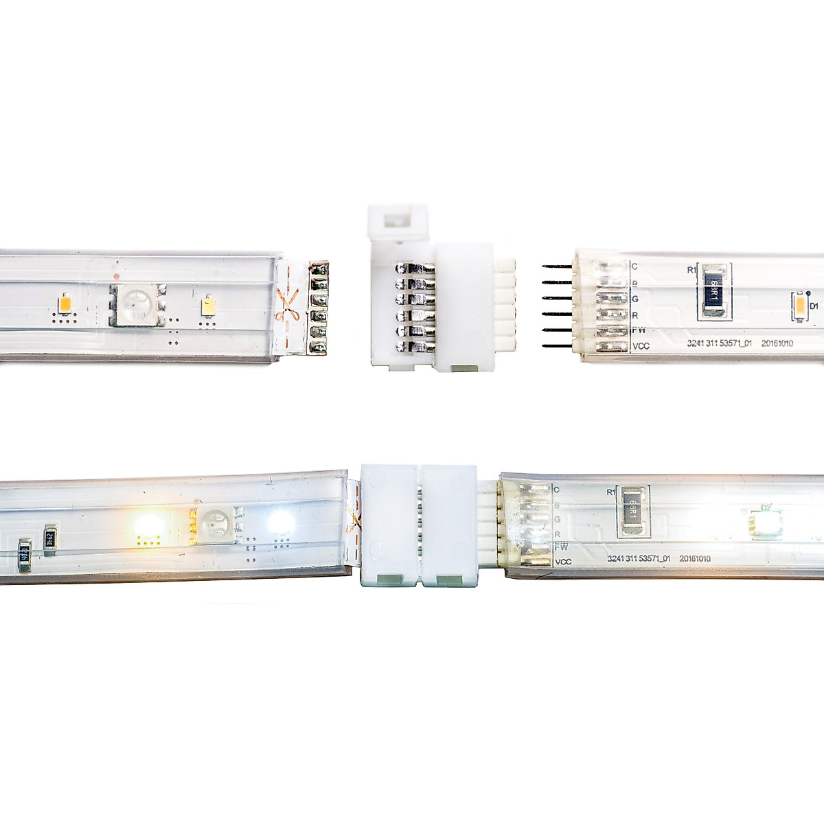 Litcessory 6-Pin to Cut-End Connector for Philips Wiz LED Light Strips (4 Pack, White)