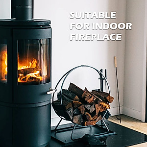 Fire Poker for Fire Pit,Rust Resistant Black Finish Solid Steel Fireplace Poker, Multi Use Tip Fire Pit Accessories for Fireplace Camping Wood Stove Indoor and Outdoor