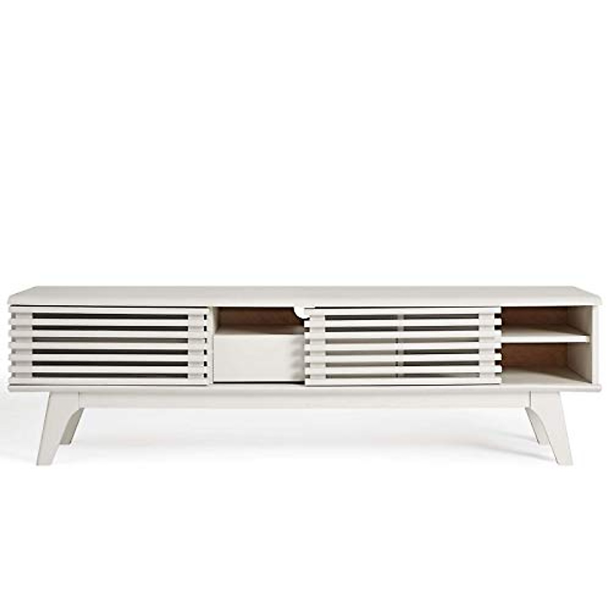 Modway Render Mid-Century Modern Low Profile 59 Inch TV Stand in White